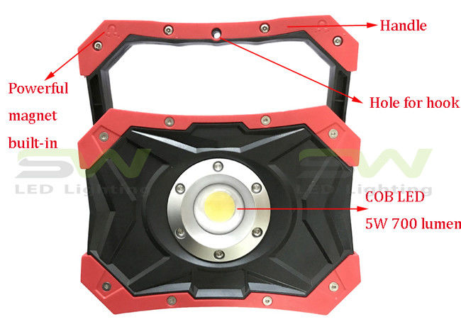 700 Lumen Solar Powered Work Lights Round COB LED Type Long Beam Distance