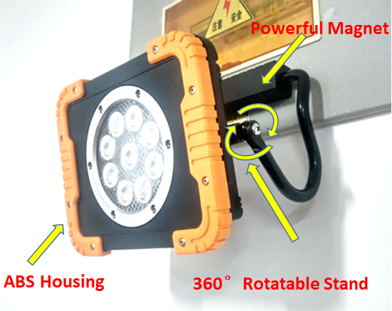 2500 Lumen Rechargeable LED Work Light With Retractable Handle And ...