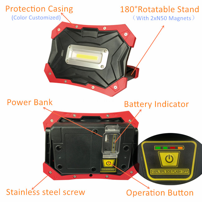 Waterproof IP65 Cordless Led Inspection Light Rechargeable LED Work ...