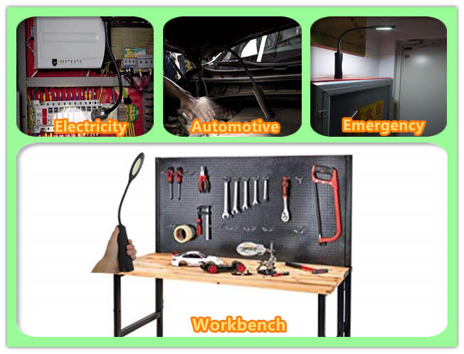 LED Flexible Auto Inspection Light , 400 Lumen Slim Magnetic Work Light