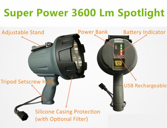 30W 3600 Lumens Brightest Handheld Hunting Marine Spotlight Floating