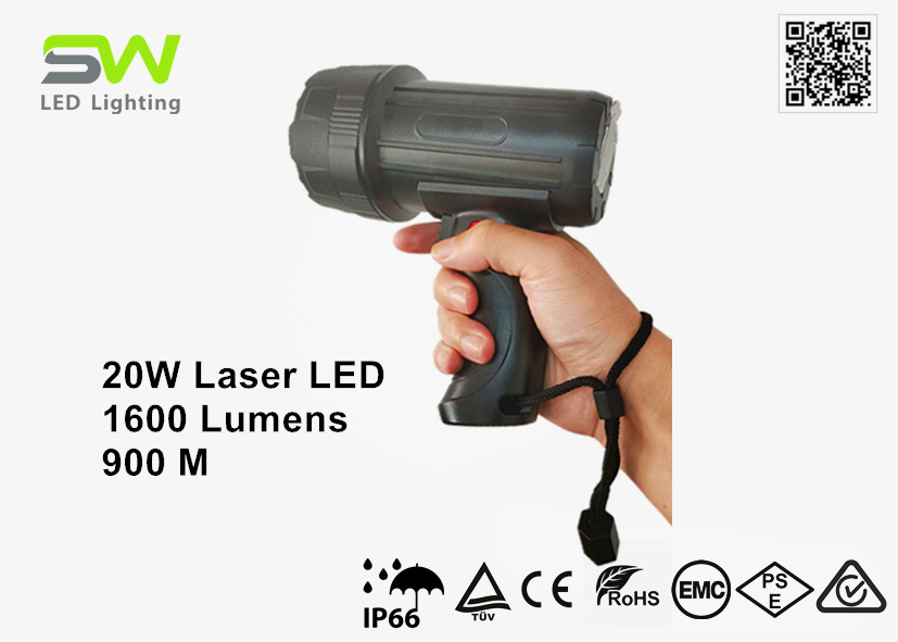 1600 Lumen Rechargeable White Laser LED Spotlight For Hunting Law ...
